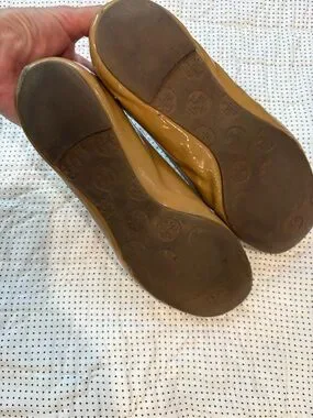 Tory Burch | Shoes | Tory Burch Caramel Tan Leather Ballet Flats With ...